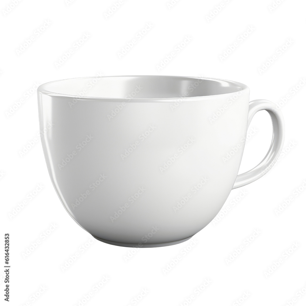 empty white cup isolated on transparent background cutout Stock ...