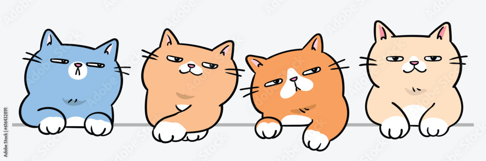Vector Illustration of Cartoon Cat Head Characters on Isolated ...