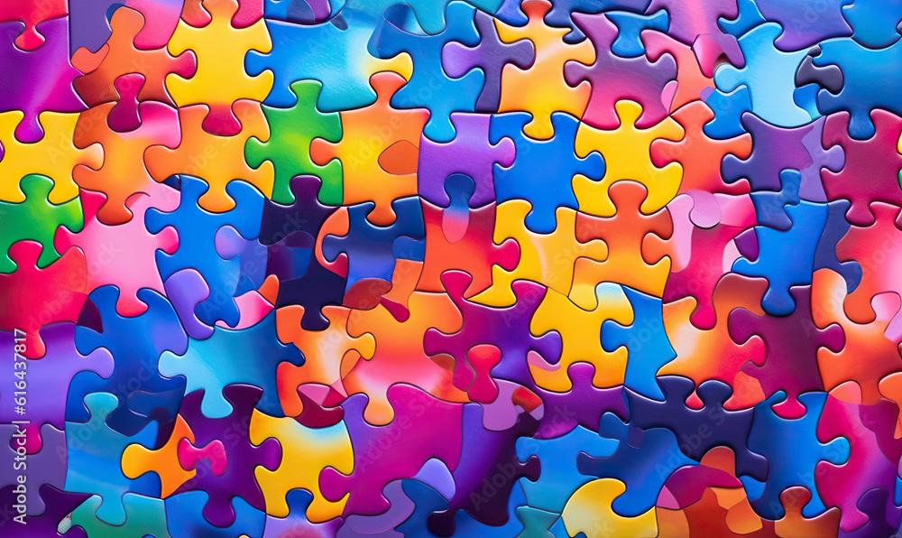 Bright Multi-Colored Puzzle Background: Design Texture. Created using ...