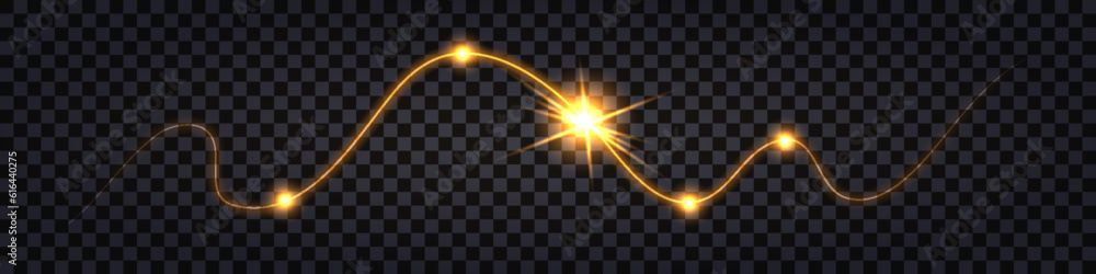 Lightning thunder bolt, electric discharge shock effect. Yellow glowing ...