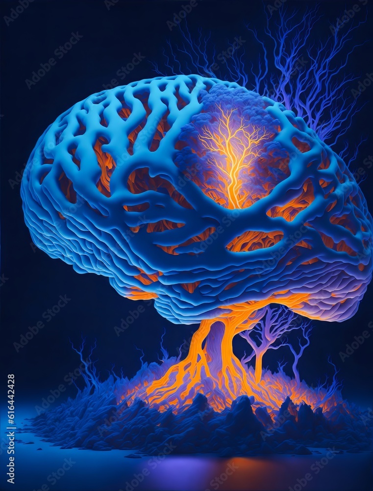 Brain Astral Power. Anxiety Fighting Brain, Sending Thoughts Into the ...