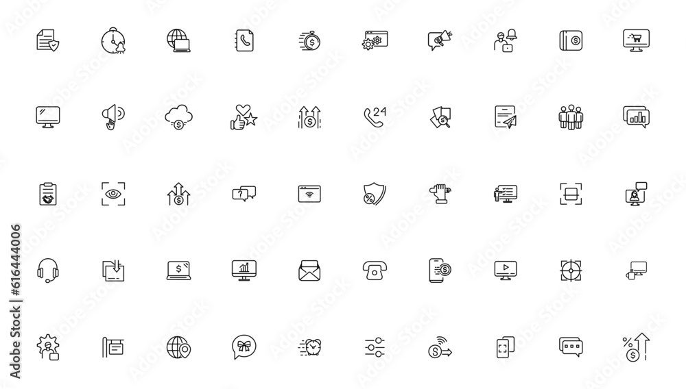 Digital business linear icons collection.Set of thin line web icon set, simple outline icons ...