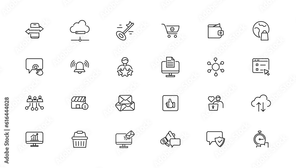 Digital business linear icons collection.Set of thin line web icon set, simple outline icons ...
