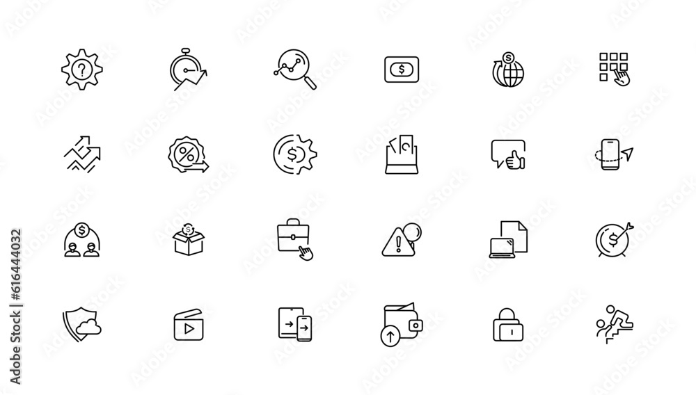 Digital business linear icons collection.Set of thin line web icon set ...