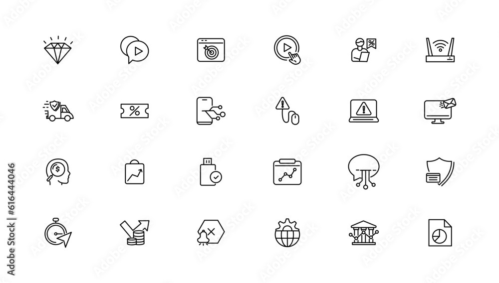 Digital business linear icons collection.Set of thin line web icon set ...