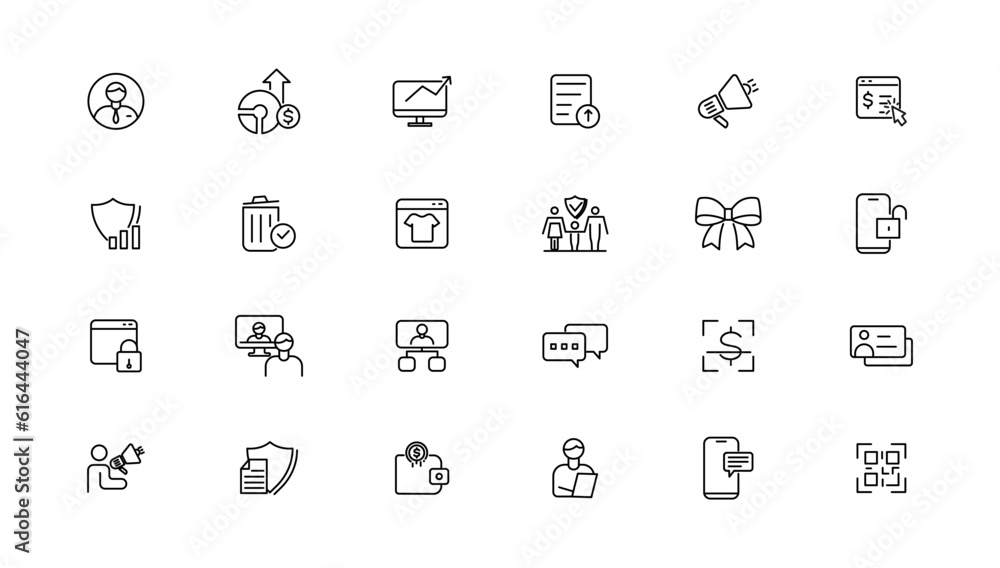 Digital Business Linear Icons Collection Set Of Thin Line Web Icon Set Simple Outline Icons