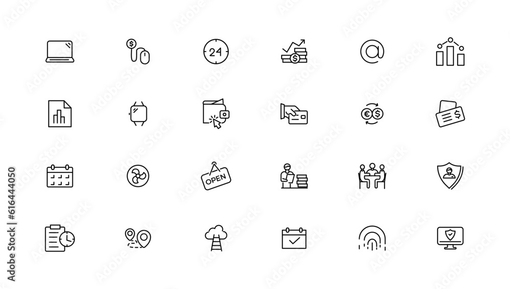 Digital business linear icons collection.Set of thin line web icon set ...