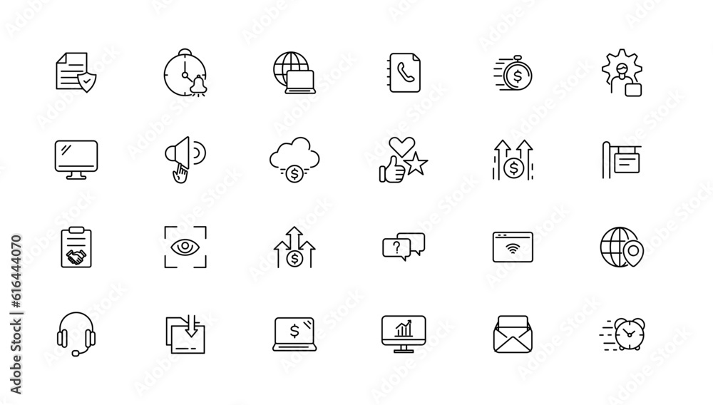 Digital Business Linear Icons Collection Set Of Thin Line Web Icon Set Simple Outline Icons