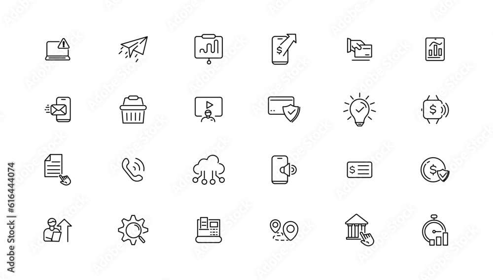 Digital business linear icons collection.Set of thin line web icon set ...