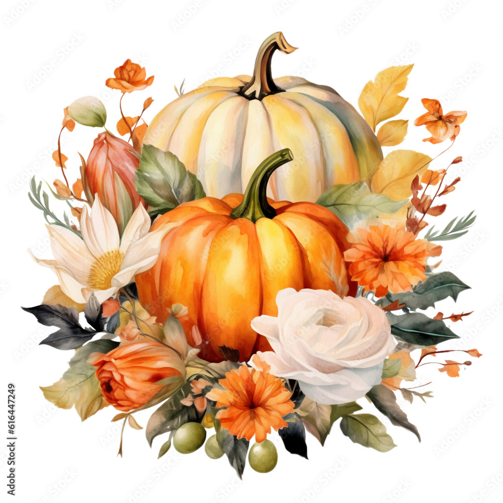 Fall Autumn Watercolor Pumpkin Clip Art, Fall Autumn Watercolor ...