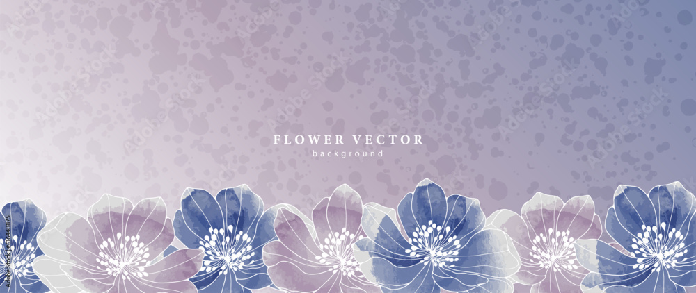 Floral gradient background with watercolor flowers. Abstract background ...