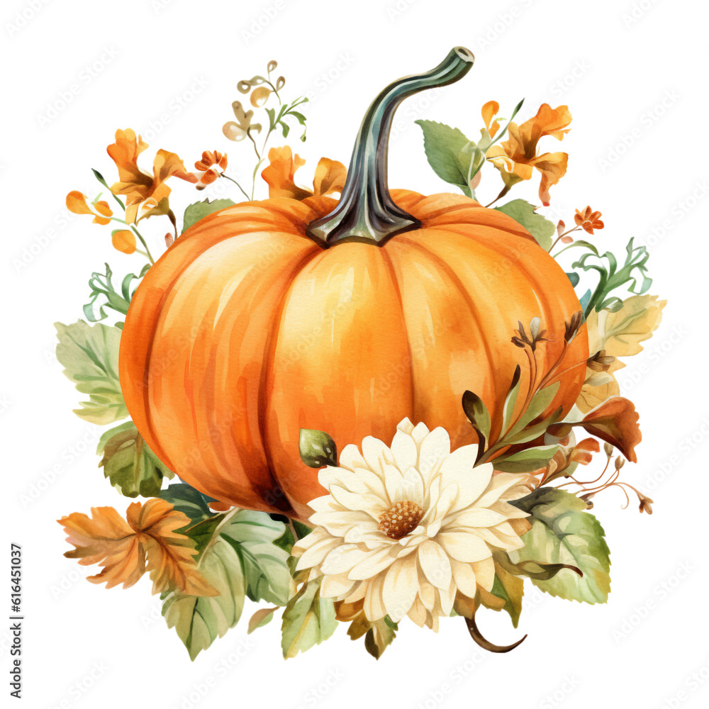 Fall Autumn Watercolor Pumpkin Clip Art, Fall Autumn Watercolor ...