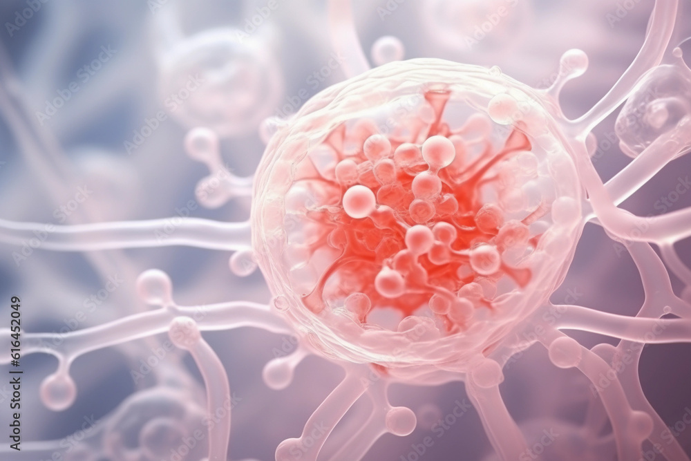 Beautiful stem cell generated with AI, 3D rendering ,microscope ...