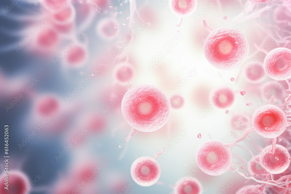 Beautiful stem cell generated with AI, 3D rendering ,microscope ...