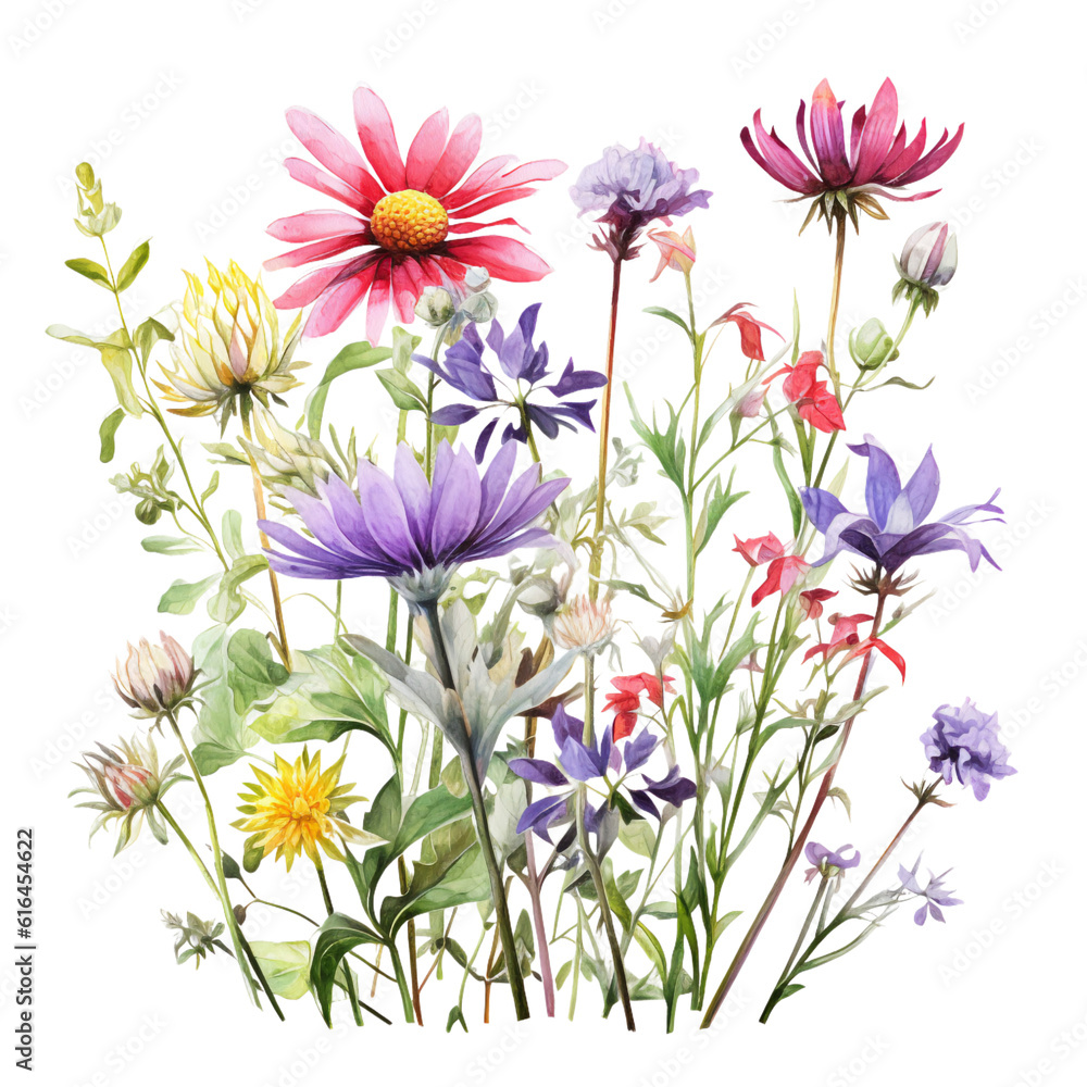 Wildflower Watercolor Clip Art, Watercolor Illustration, Flowers ...