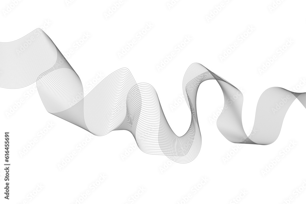 Abstract wavy grey technology lines on transparent background. Abstract ...