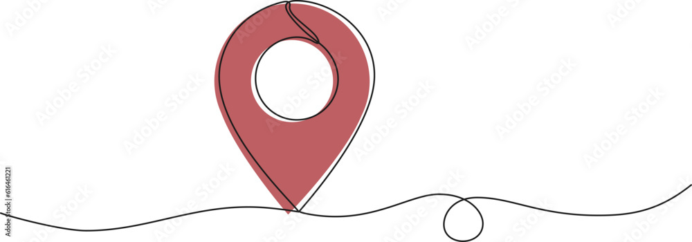 single line drawing of location marker, map pin line art vector ...