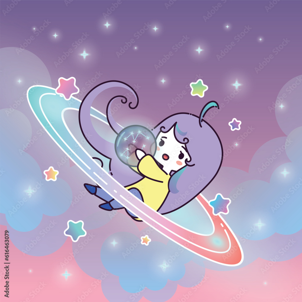 Space chibi girl Stock Vector | Adobe Stock