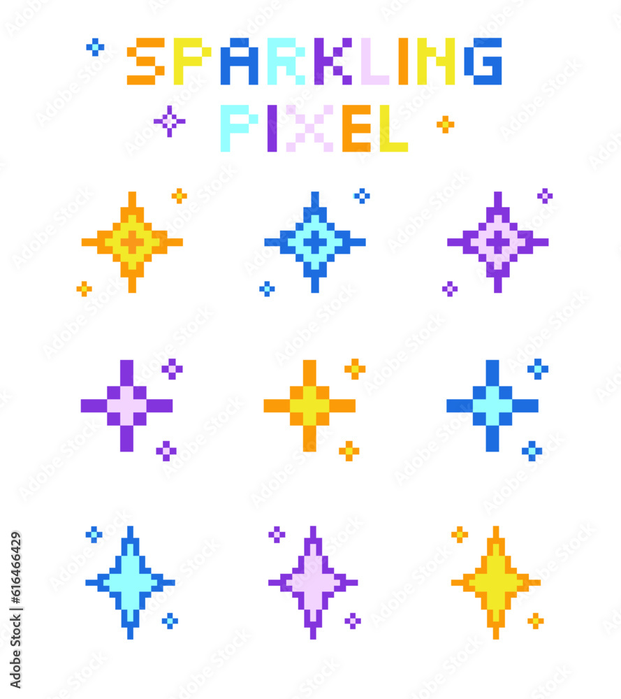 Colorful sparkle pixel Cute Sparkling pixel bright sparkle star, Stars, glitter, sparkles ...