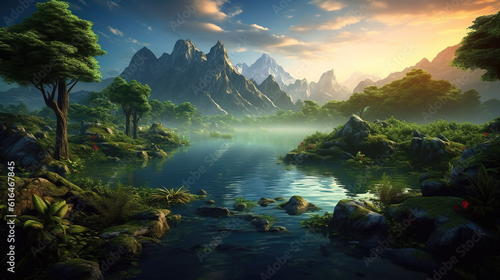an impressive wonderful untouched place on earth, wallpaper style, ai ...