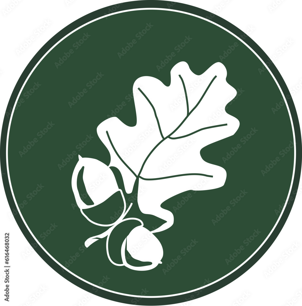 Vetor de White image of oak on a dark green background. Druid tree ...