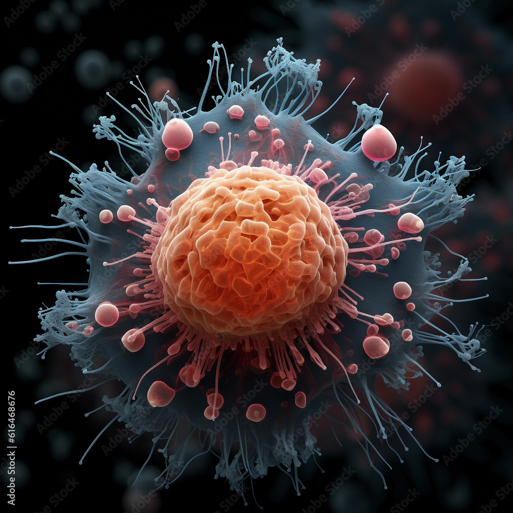 CANCER CELL generated with AI. Beautiful 3d image, microscopic focus ...