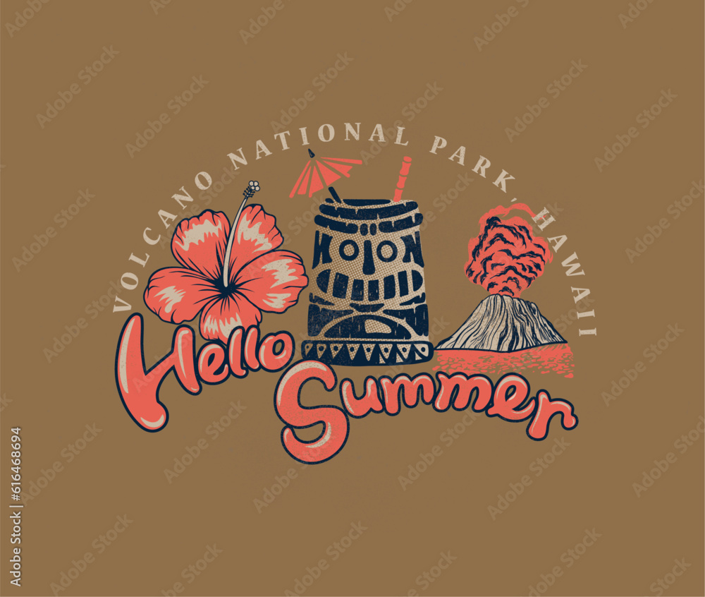 retro vintage summer beach vector design, hawaii beach print design ...