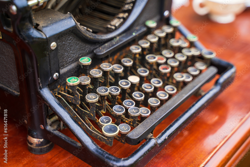 A vintage typewriter. Back in the 1900s, typing machines were popular ...