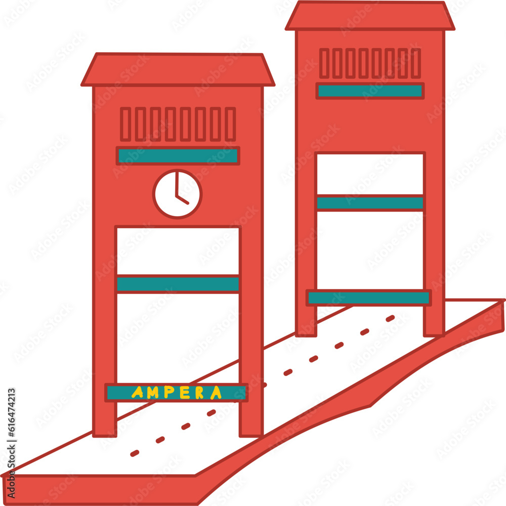 Ampera Bridge South Sumatera Landmark Illustration Set Stock Vector ...