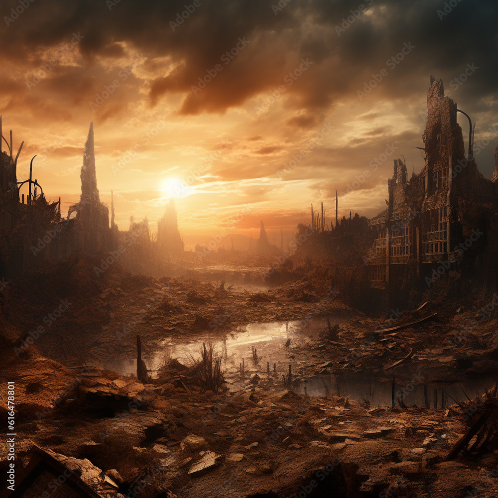 postwar city collapse, postwar world collapse, civil war, war Stock ...