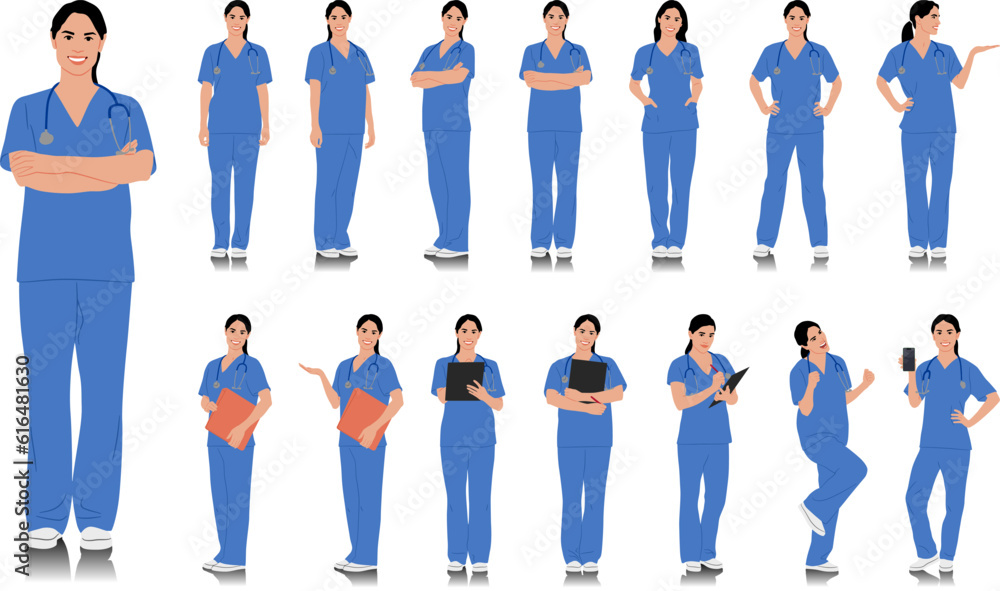 Hand-drawn healthcare worker. Happy smiling doctor with a stethoscope ...