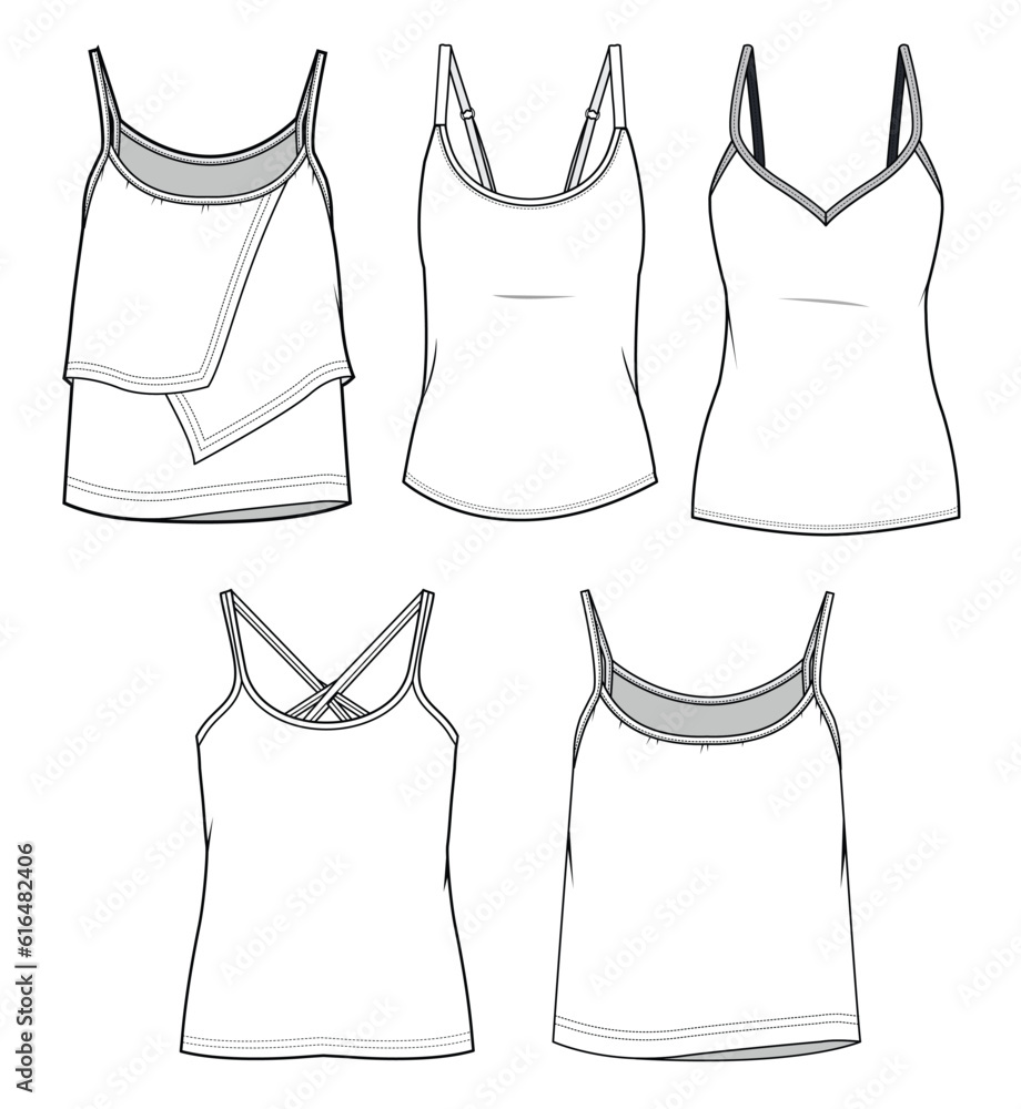 Women's Strappy Vest Tops, Camisole Top, Spaghetti Top Fashion Flat ...
