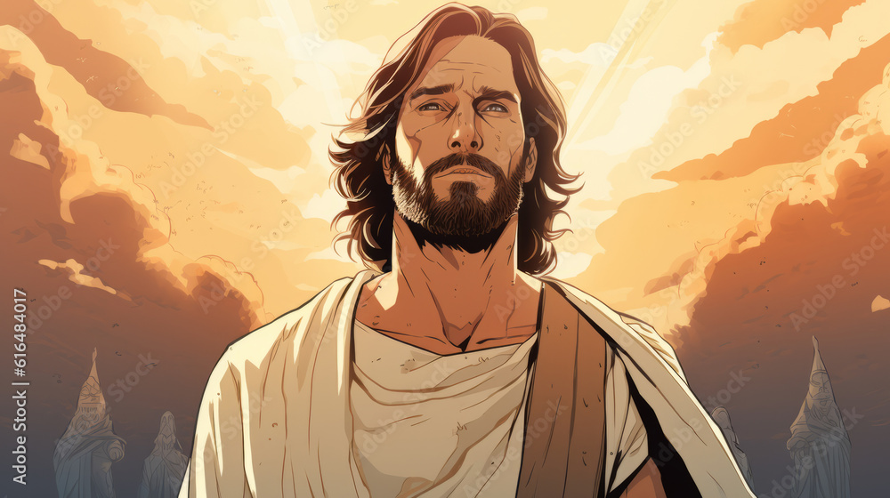 Illustration of Jesus Christ portrait in graphic novel style Stock ...