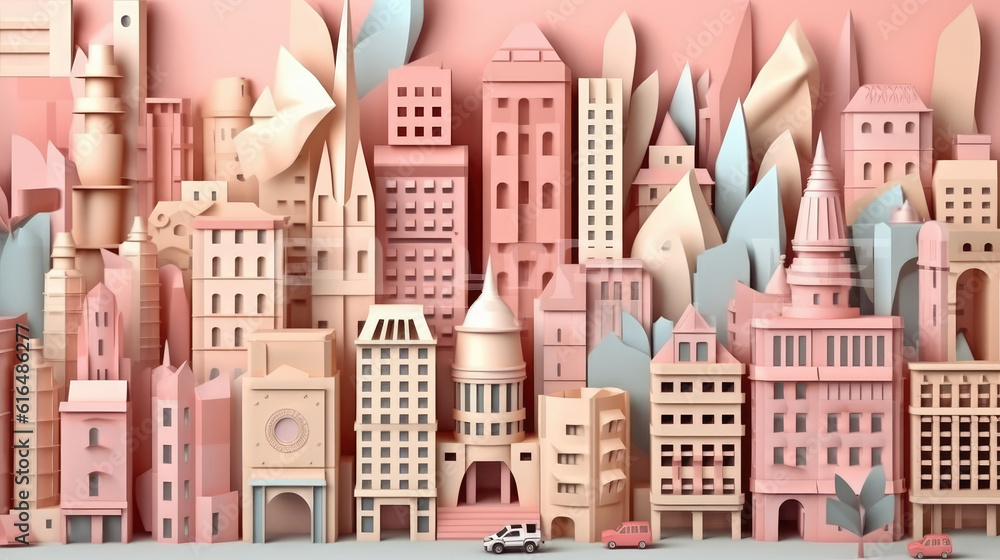 city hall . Paper Art and Origami for City concept. created with ...