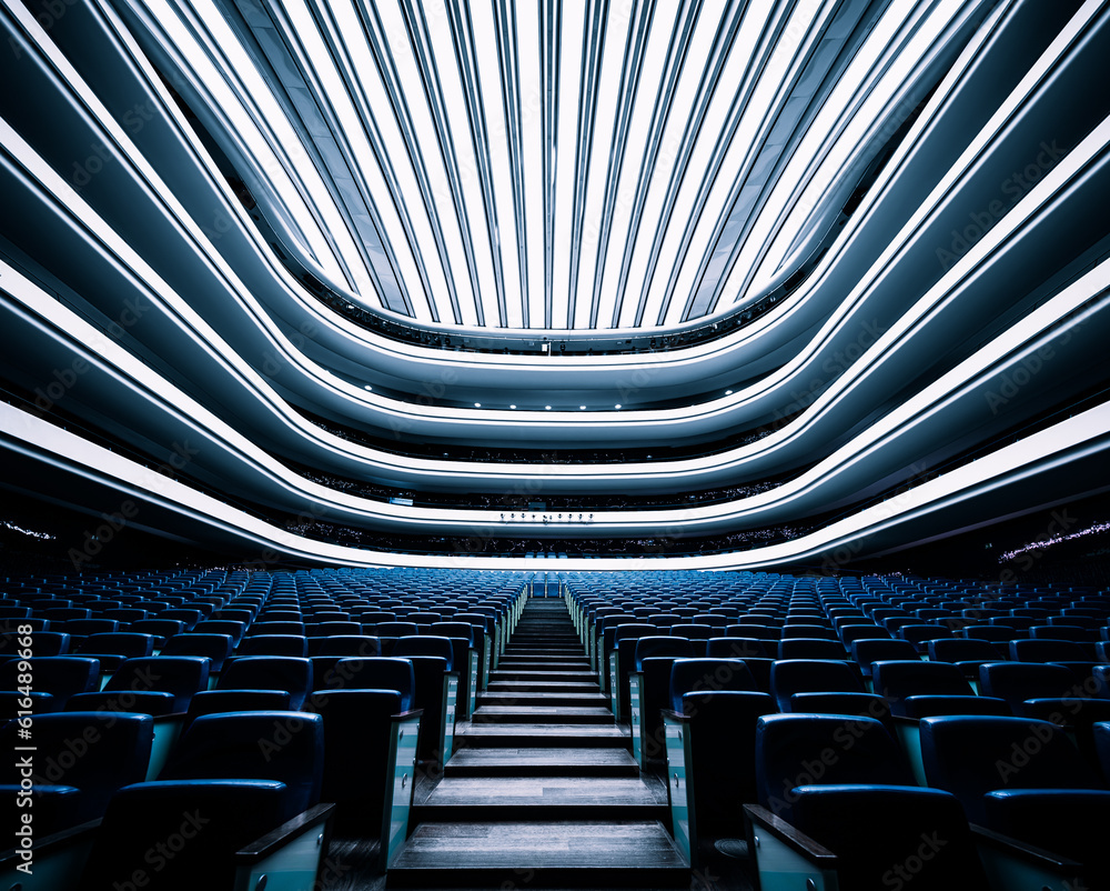 Valencia, Spain: interior concert hall of the Palau de Les Artes is an ...