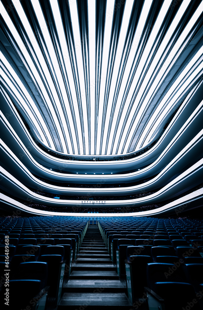 Valencia, Spain: interior concert hall of the Palau de Les Artes is an ...