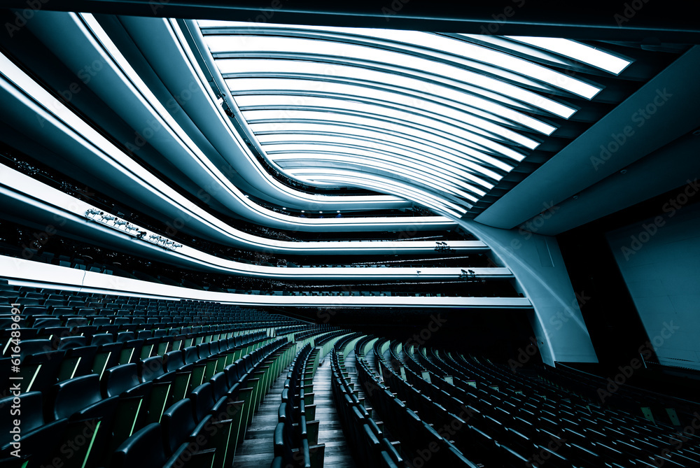 Valencia, Spain: interior concert hall of the Palau de Les Artes is an ...