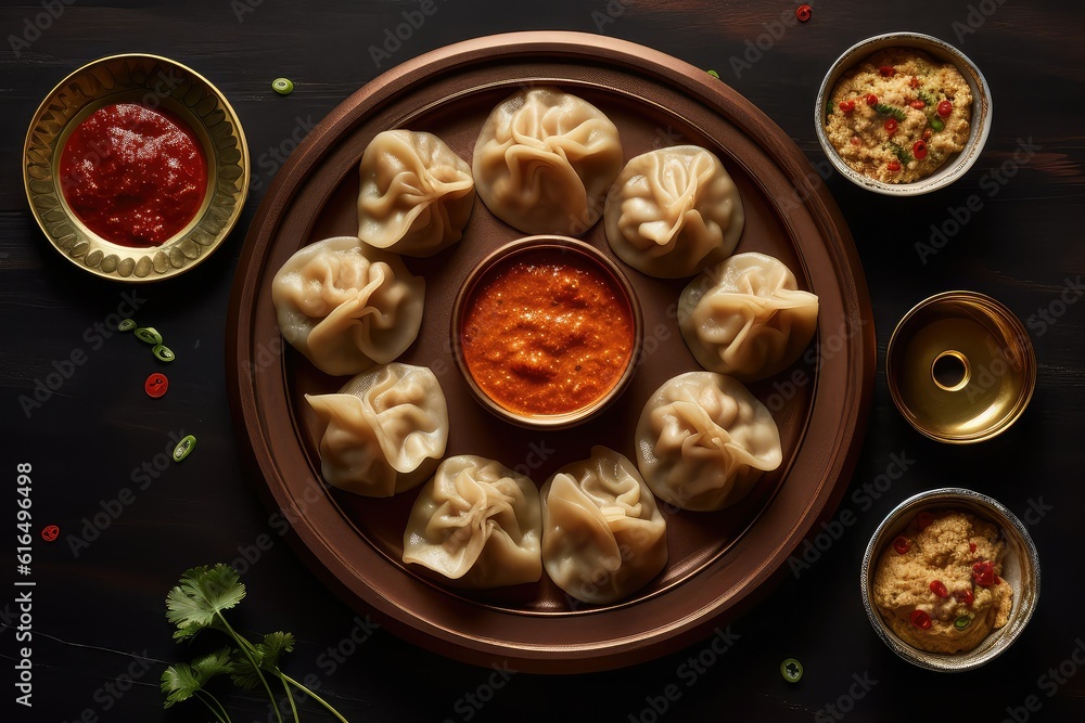 Indian/Nepalese Authentic Momos, Overhead food photograph for ...