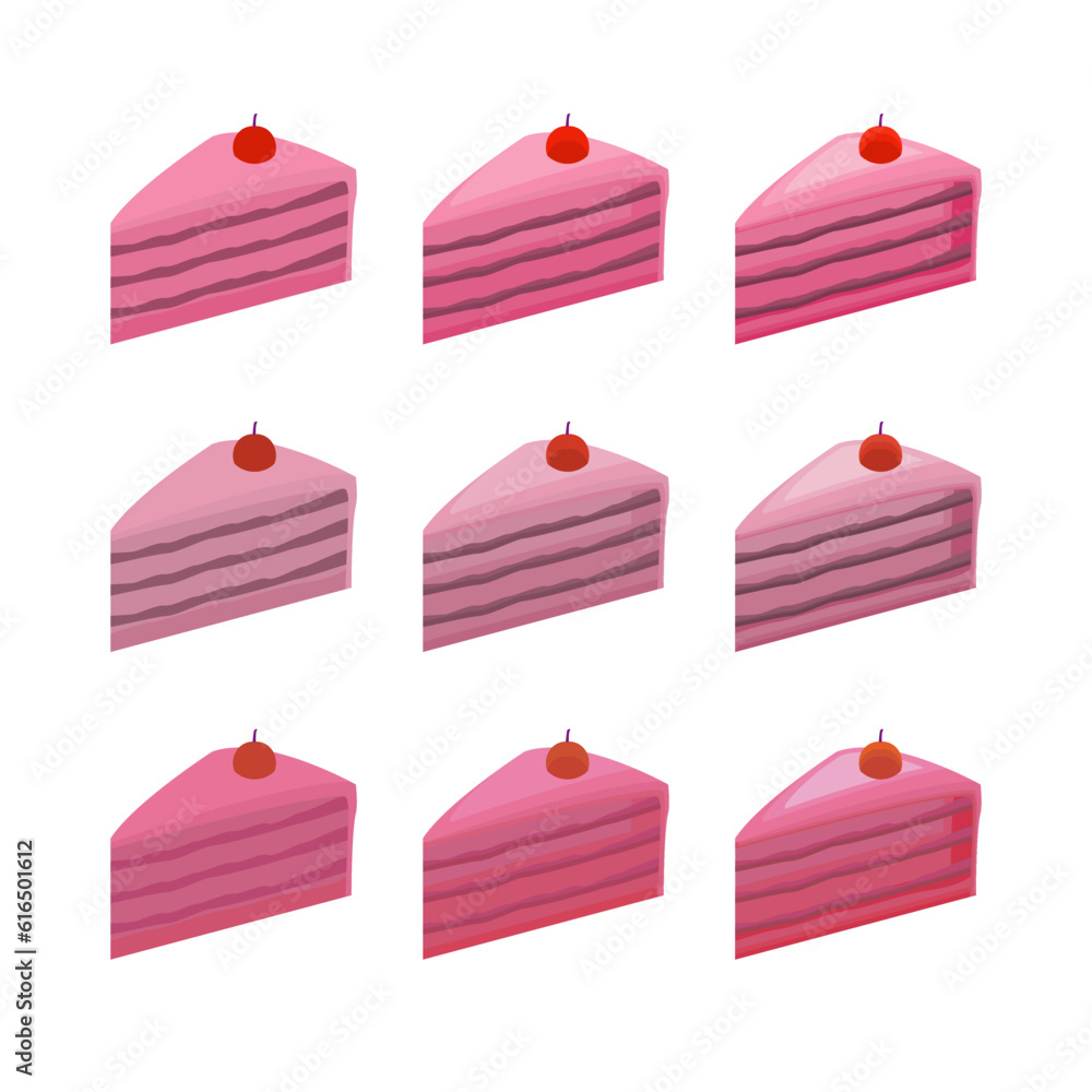 A vector drawn cake slice illustration with various colors and amount ...