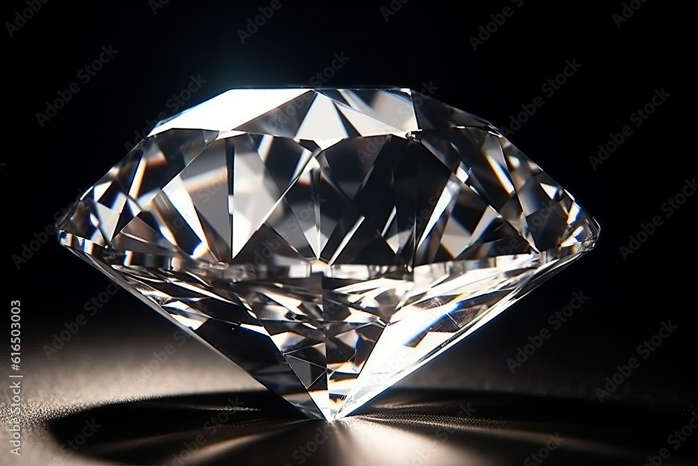 Diamond on black background, luxury precious gem closed up (Ai ...