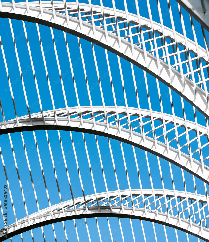 Valencia, Spain: details of Umbracle terrace structure signed by the ...