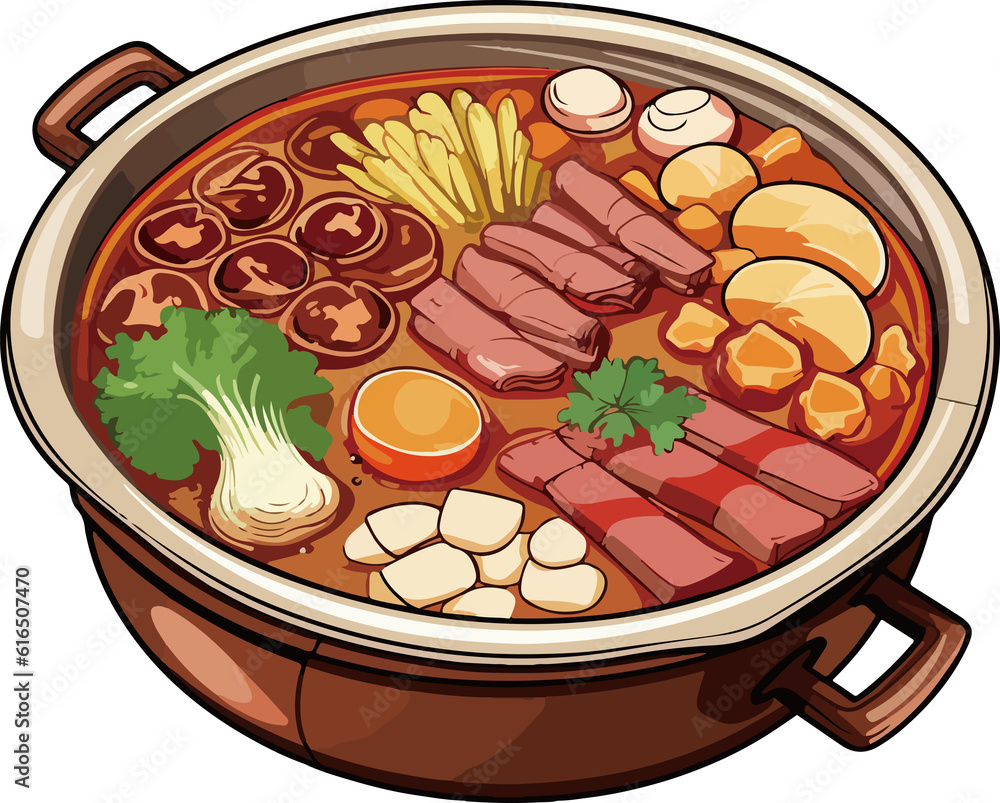 hand drawn cartoon hot pot illustration Stock Illustration | Adobe Stock