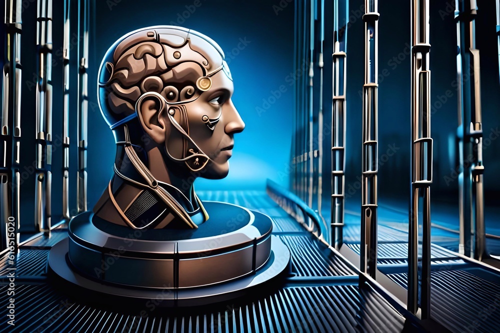 3D rendering of artificial intelligence in cyberspace. This is a 3d ...