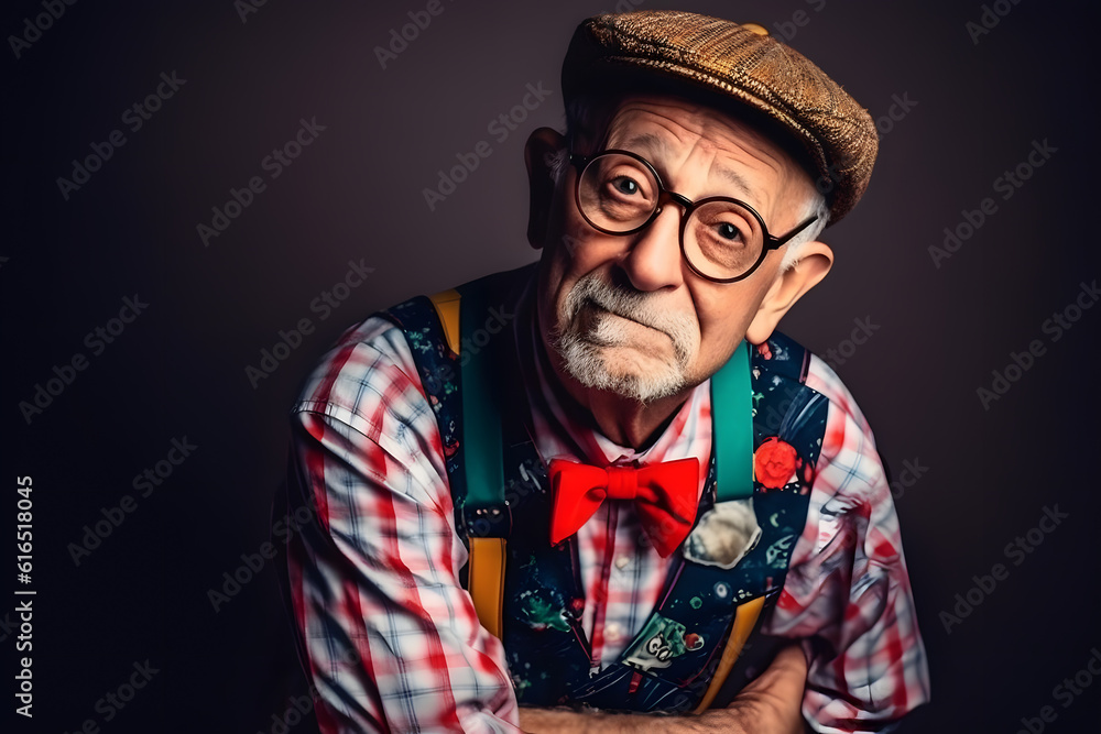 Funny old man with a hip-hop haircut and a hip-hop outfit. Generative ...