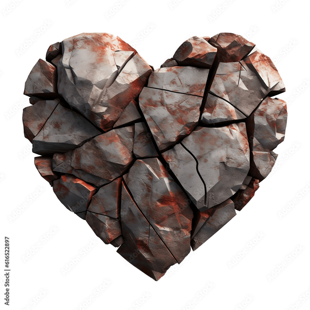 Heart of stone cutout on transparent background Stock Illustration ...