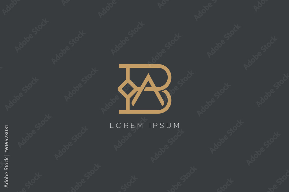 elegant ba letter illustration, ba letter golden logo design, ba golden ...