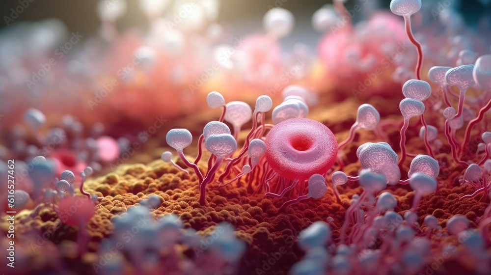 thousands of tiny bacteria cells, forming into a beautiful organic ...
