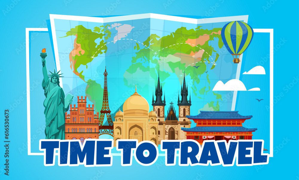 Time to travel banner for tourism advertising and promotion. Poster ...