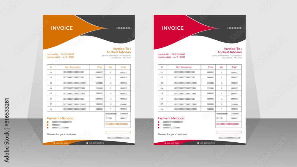 vector and modern invoice design for business bill . Stock Vector ...