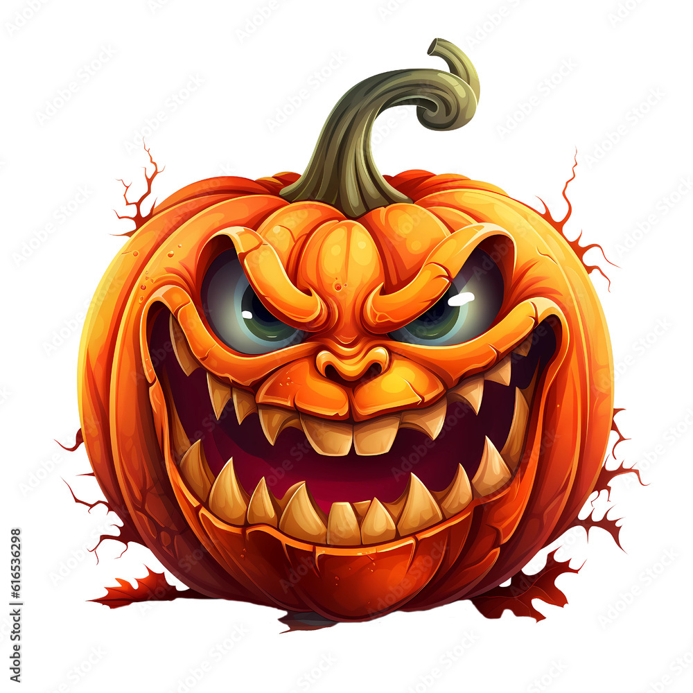 Cartoon Halloween Jack o Lantern Pumpkin Isolated on Transparent ...